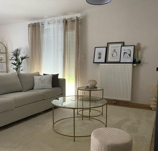 Στρογγυλό Τραπέζι Σαλονιού Γυάλινο Τραπεζάκι με χρυσό σιδερένιο σκελετ ...